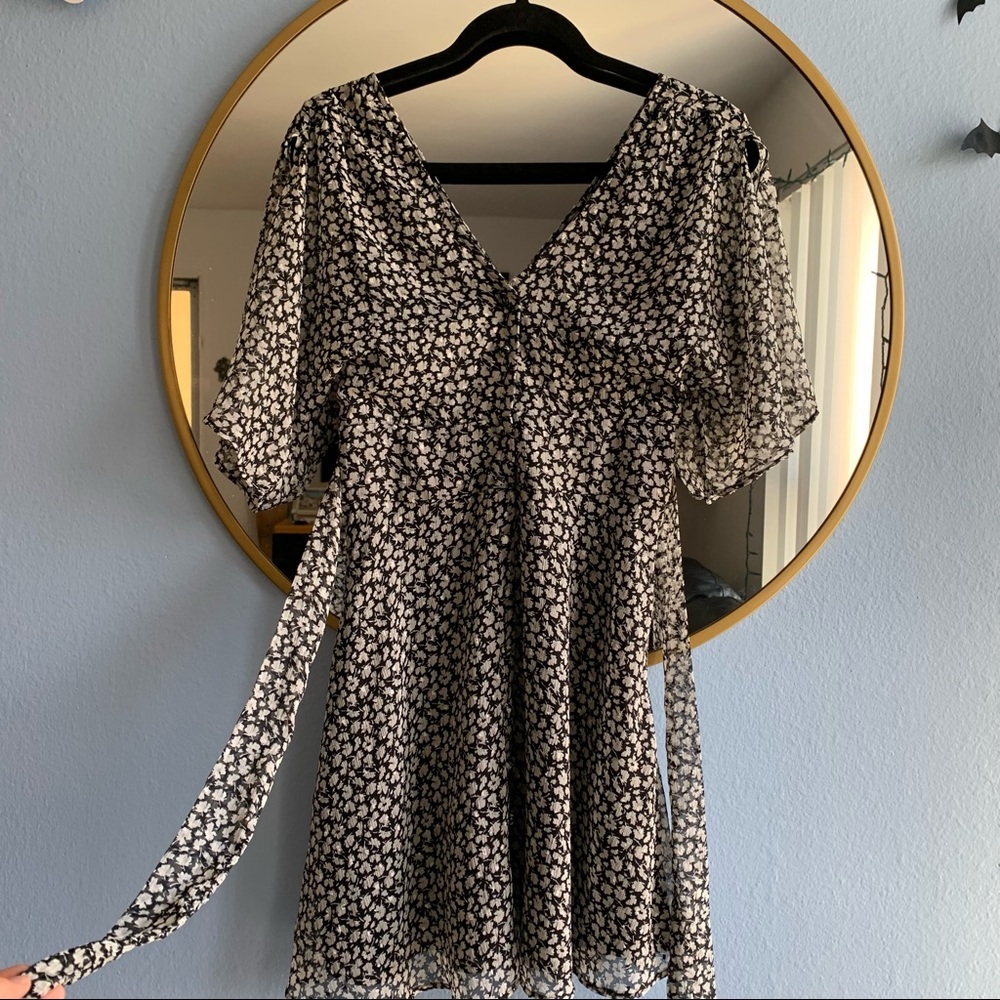 Allsaints Ivey Scatter Mini Dress With Tie - Gem